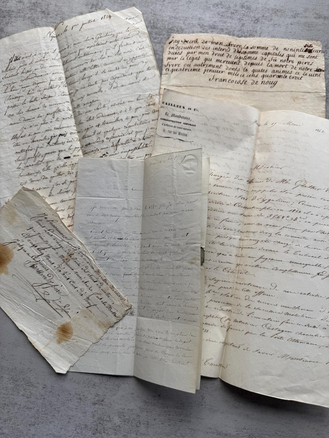 Antique Handwritten Papers, 1800's Calligraphy, Seals, Ephemera for ...