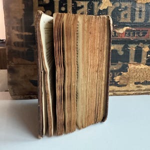 Antique French Book, Early 1800's, Leather Cover Textbook, Latin ...