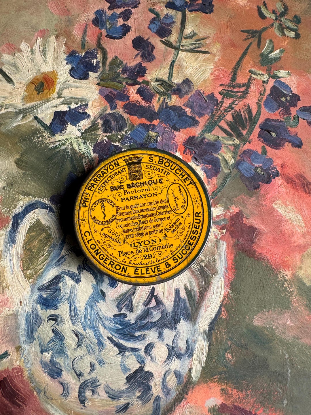 Vintage French Tin Pharmacy Container From Lyon, France Yellow White ...