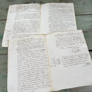 French Papers Early 1800's With Seal 2 Page Documents 3 Script Writing ...