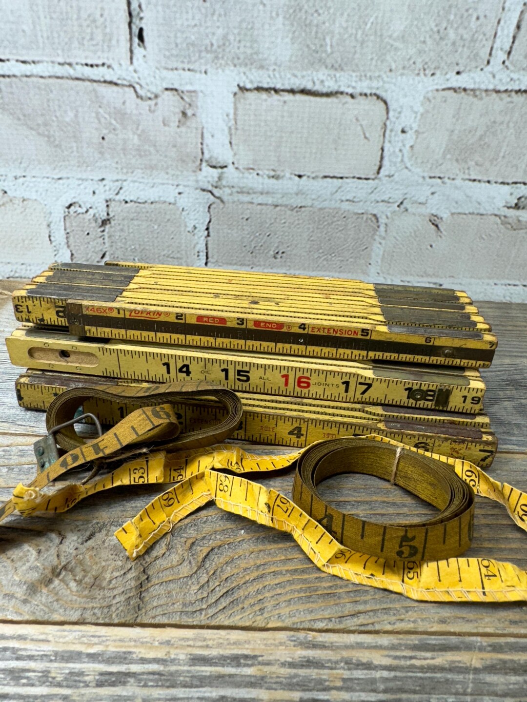 Vintage Measuring Rulers, Wooden Extension Rulers With Metal Slides ...