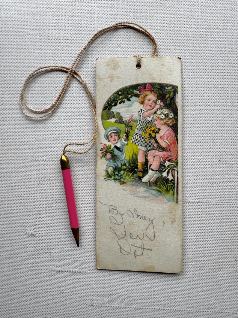 Antique Illustrated Tally Card With String Pencil- Early 1900's - Etsy