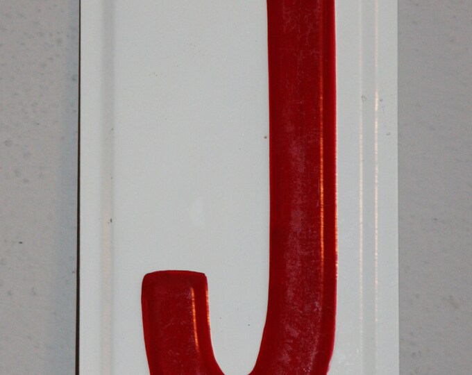 Vintage METAL SIGN Letter J Red & White Alphabet Letter - Etsy