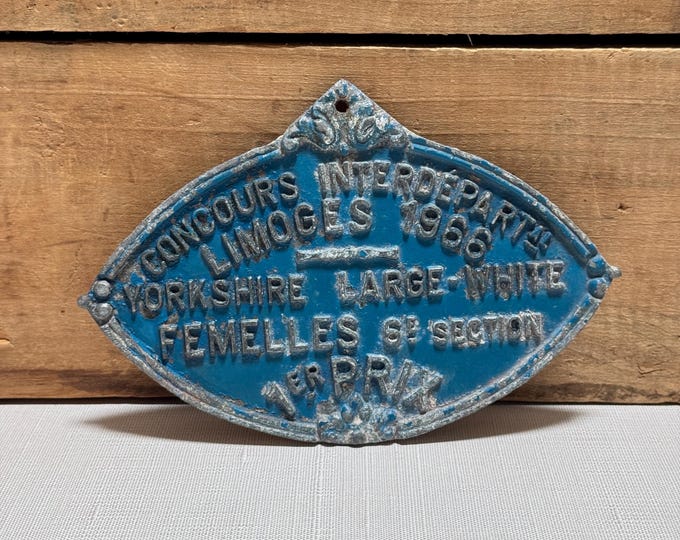 Vintage Prize Award- French Trophy Plaque Agricultural Award- Blue Wall ...