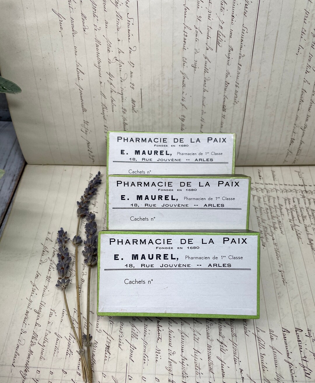French Pharmacy Boxes 3 Container Cardboard Box Druggist Drugstore ...