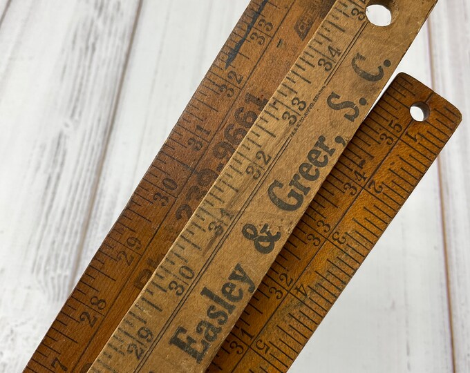 Vintage 36" Yard Stick- Ruler Lot With Advertising Logos Wooden Rulers ...