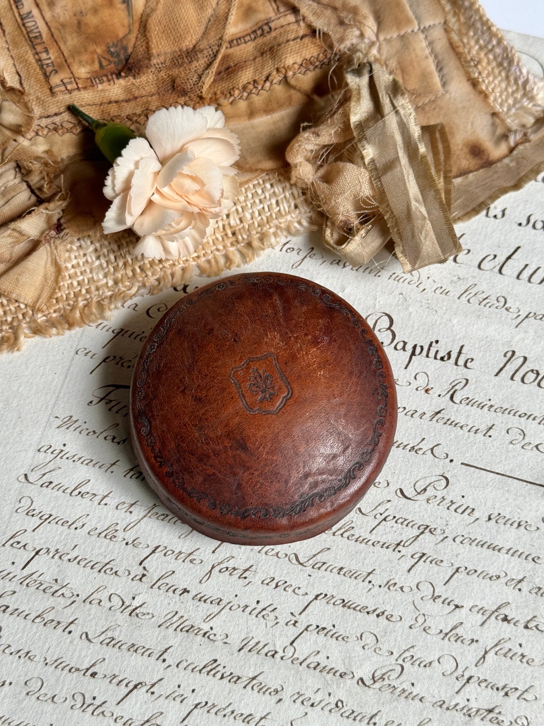 Embossed Leather Box Made in Italy Snuff Box Fleur De Lis Embossing - Etsy