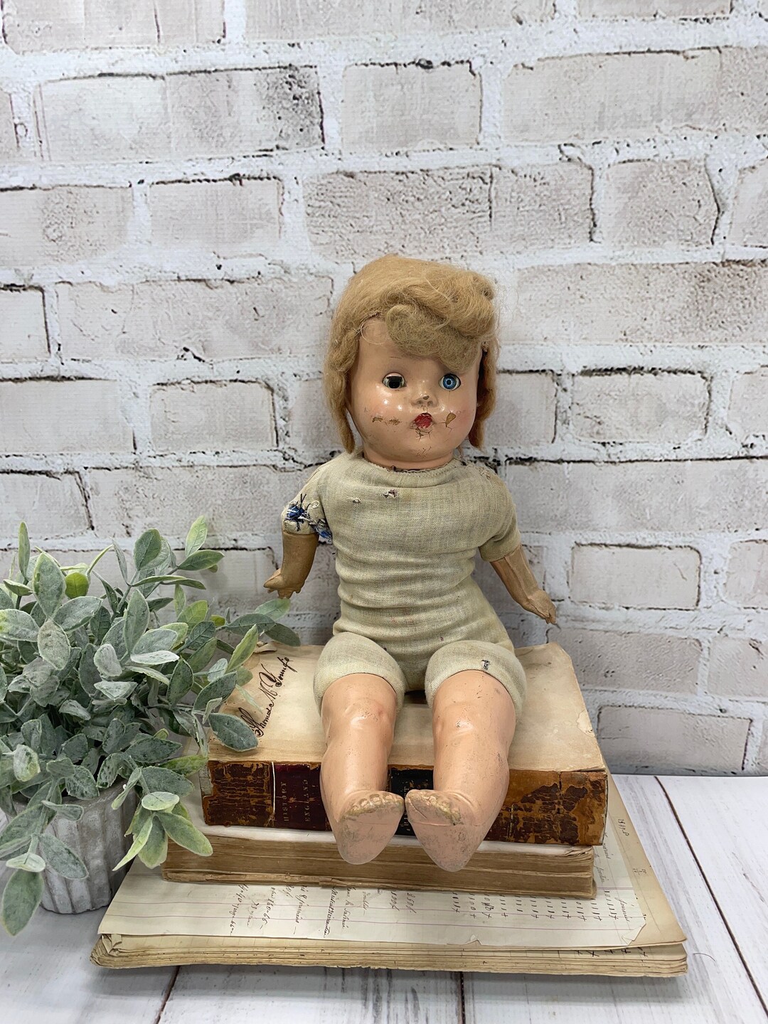 Vintage Composition Doll Scary Creepy Doll With Wonky Eye Nightmares ...