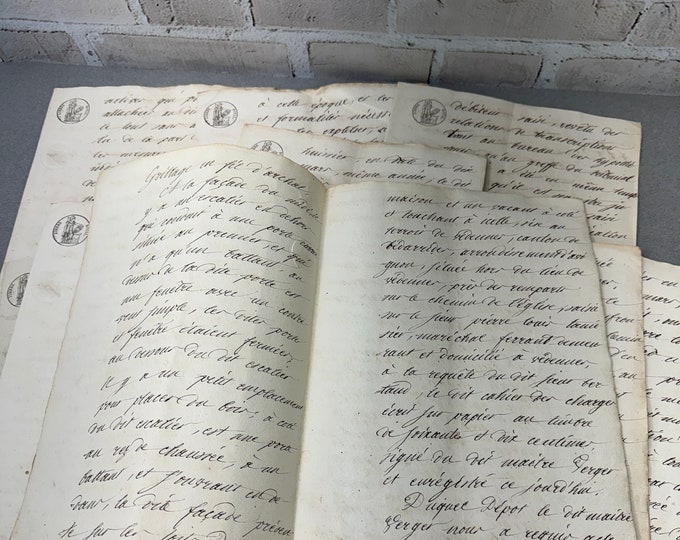 French Documents (3) With Early Script Handwriting Pen & Ink, Vintage ...