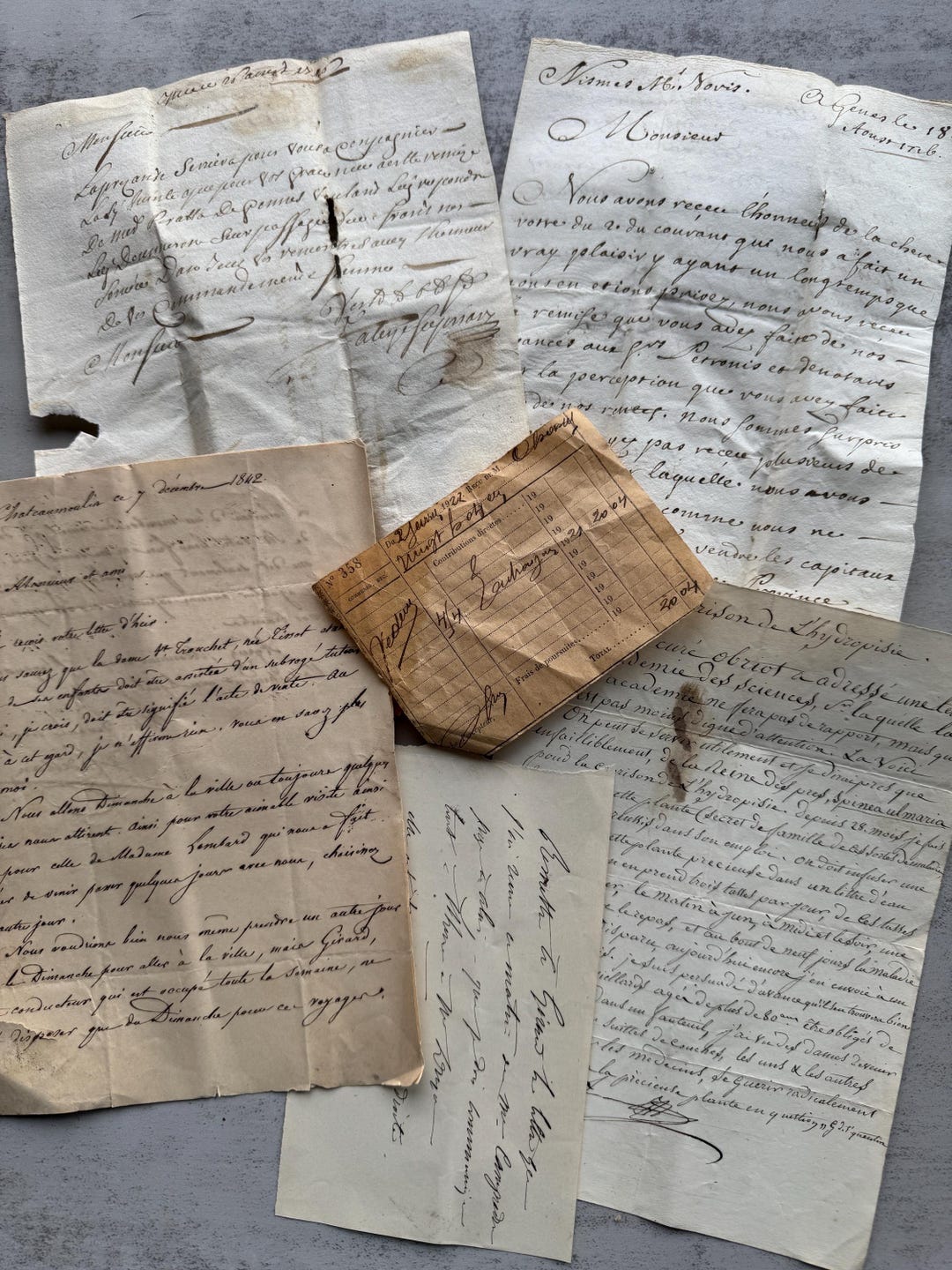 Antique Handwritten Papers, 1800's Calligraphy, Seals, Ephemera for ...