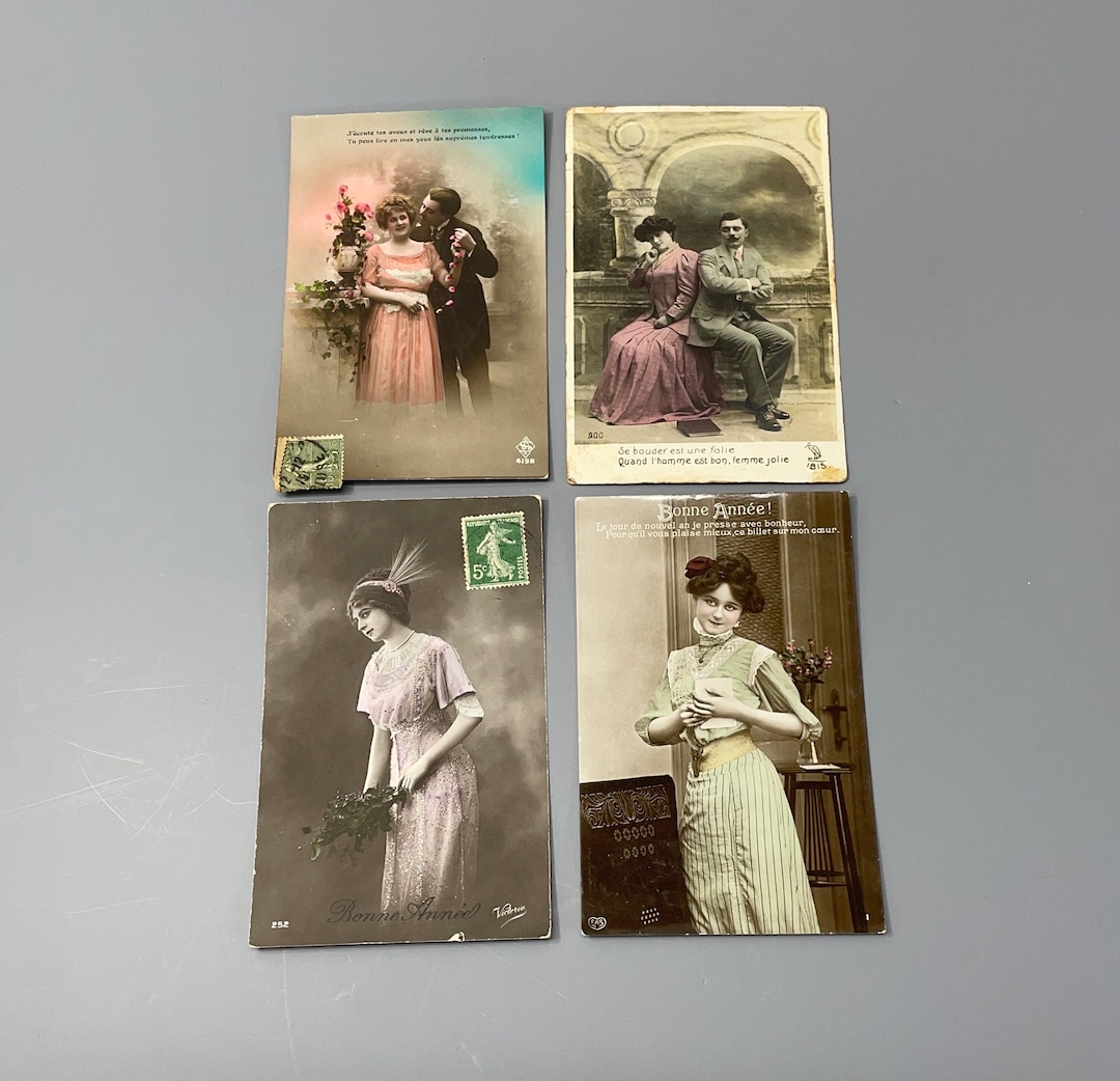 Antique French Postcards- Vintage Cards From France With Script Writing ...