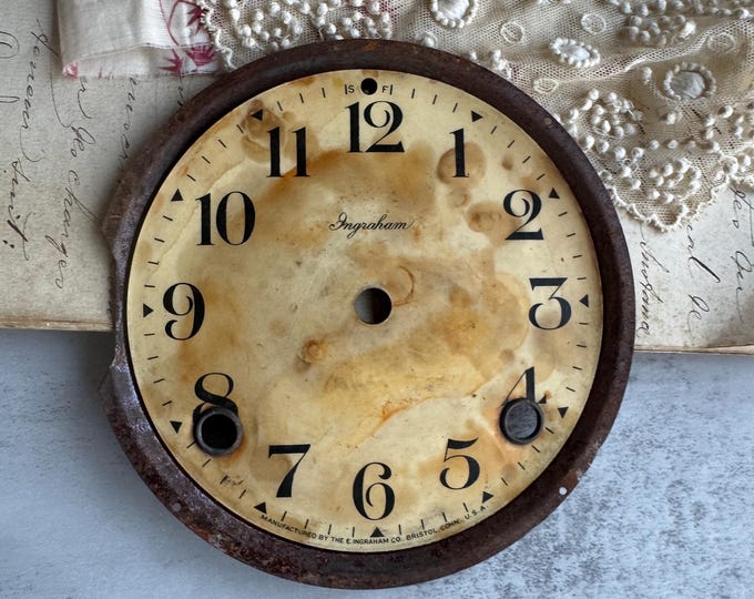 Vintage Clock Face- Antique Clock Dial- Aged Metal Steampunk Supplies ...