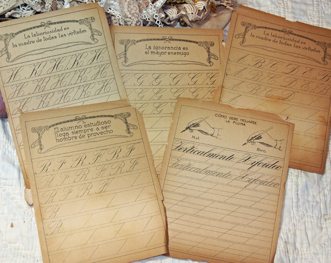 Antique PENMANSHIP Cursive Writing From Spanish School Book - Etsy