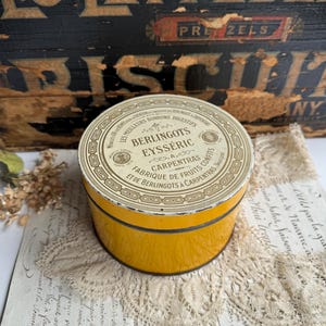 Vintage French Round Container, Provence Tin Bon Bons, Gold Color ...