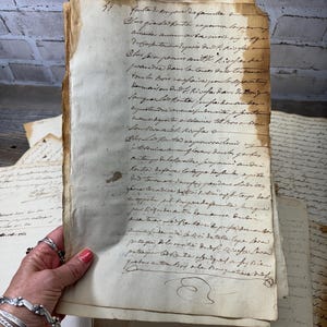 Antique French Pages 1700's Script Writing 6 Paper Ephemera Mixed Media ...