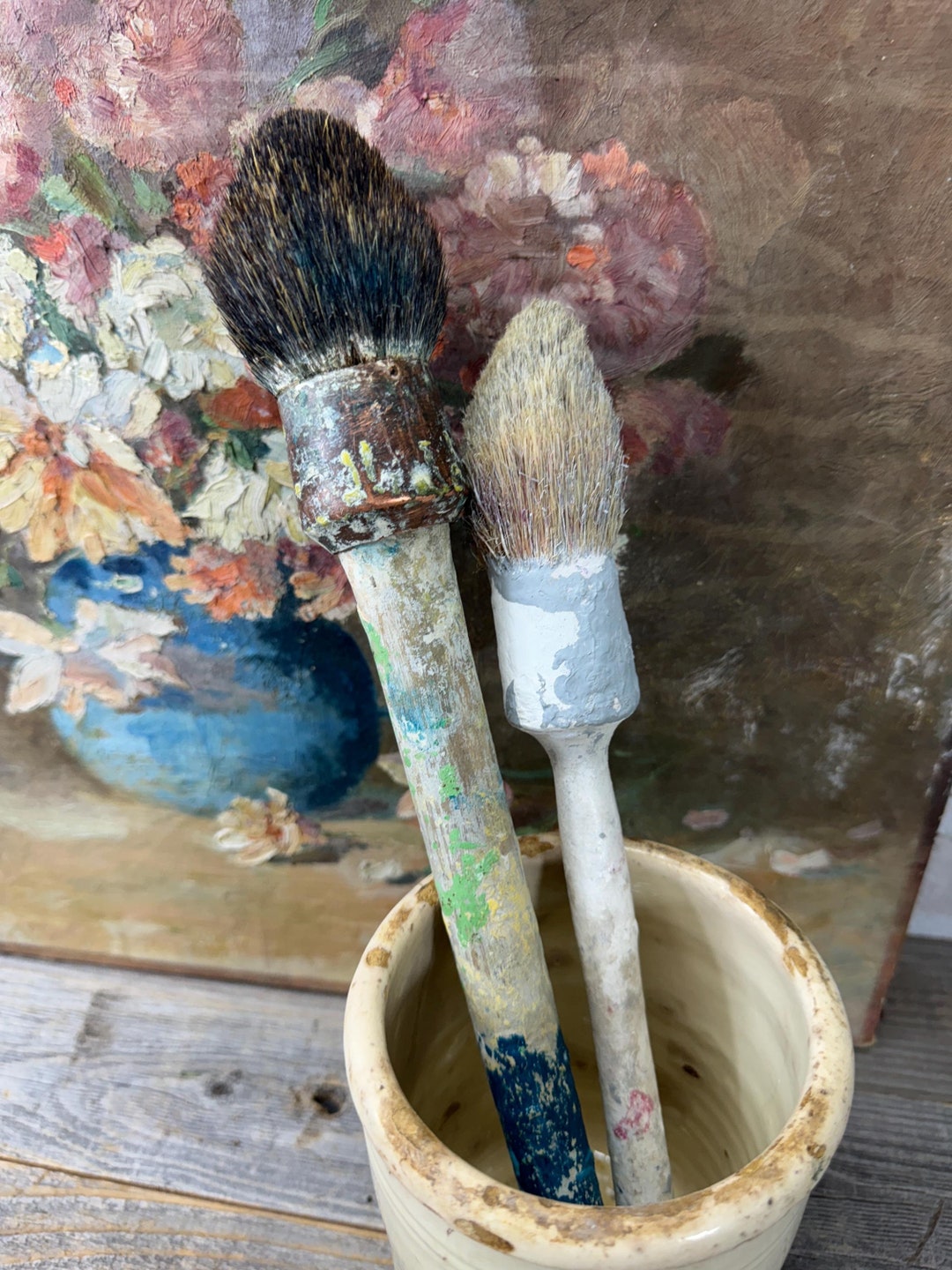 Artist Paint Brushes, French, Studio Decor, Old Paintbrushes, Copper ...