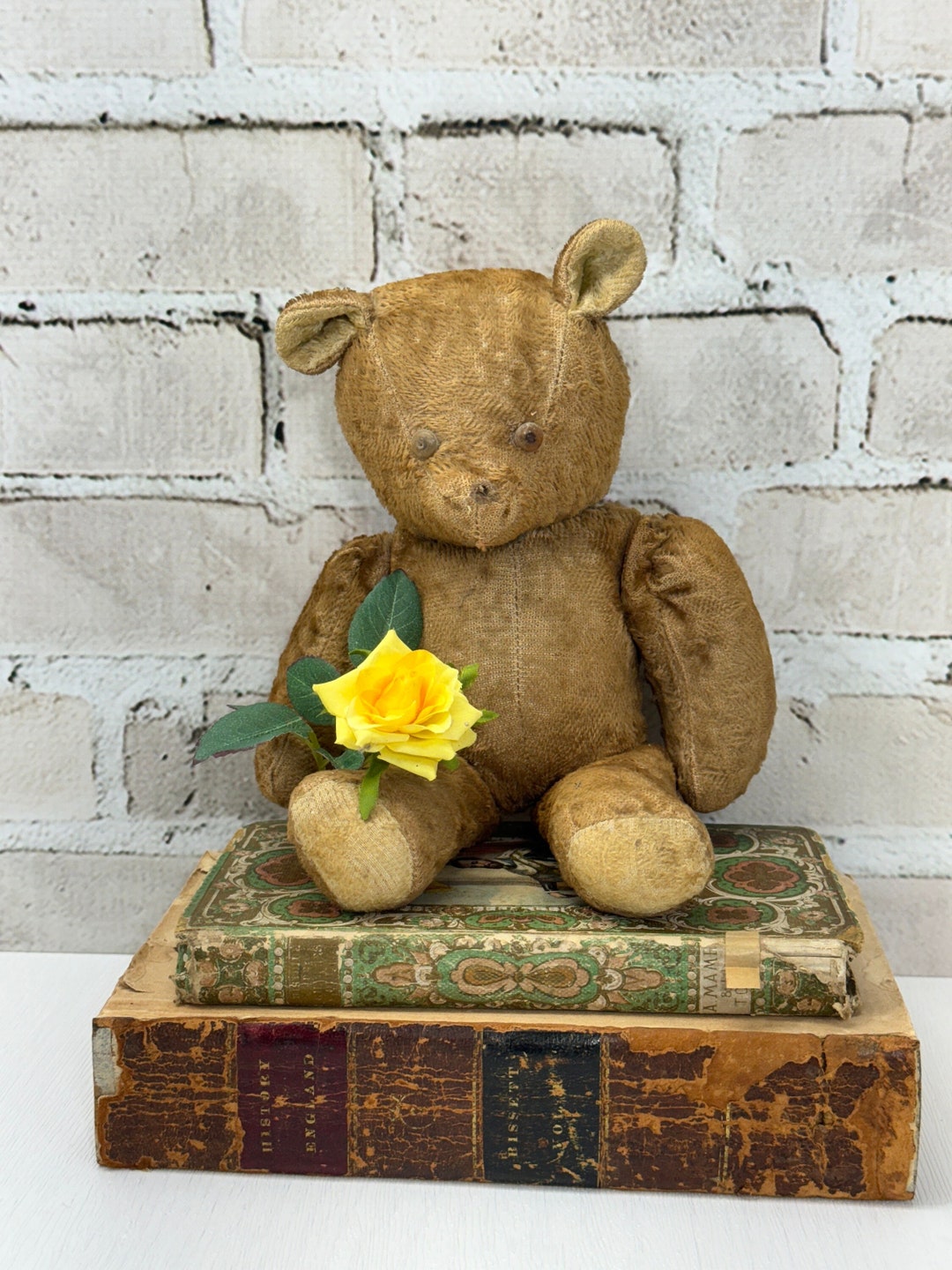 Antique Teddy Bear From France- Stuffed With Wood Wool- Jointed Arms ...