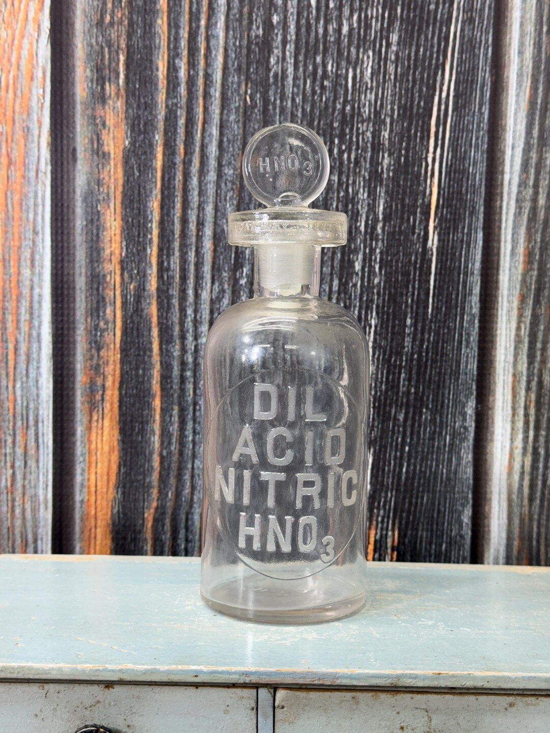 Antique Apothecary Bottle, Embossed Nitric Acid, Vintage Glass Lab Jar ...
