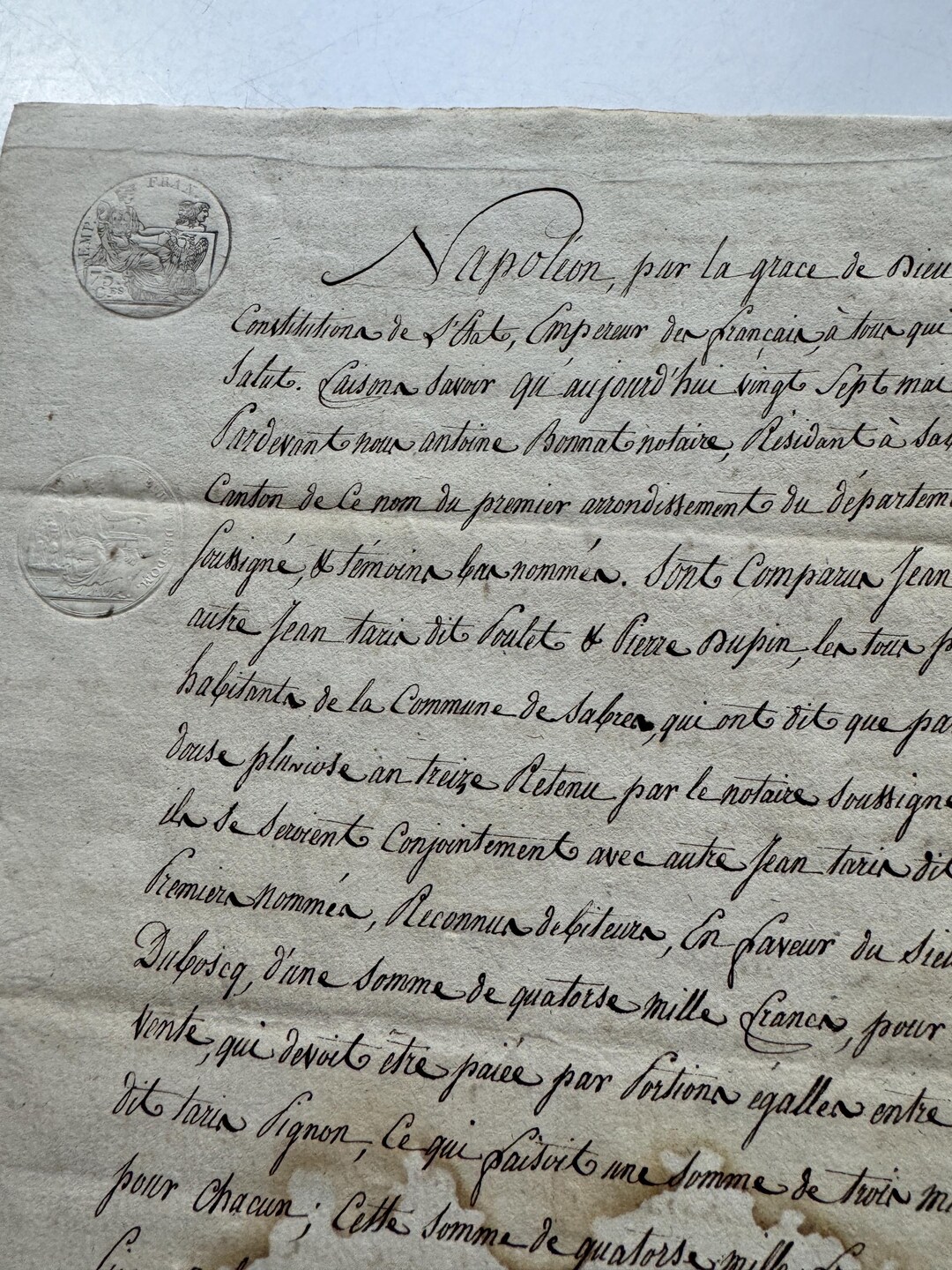 Antique Napoleon Document 1807 From France With Seal and Stamp ...