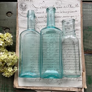 Antique Bottles Aqua Glass, Embossed Quack Medicine, Old Bottle Lot, Blood Bitters - Etsy