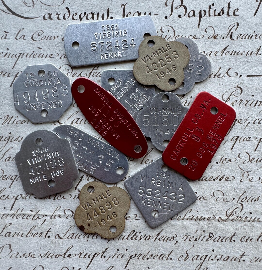 Vintage Dog License Tags 12 Collection, Metal Tags for Crafting ...