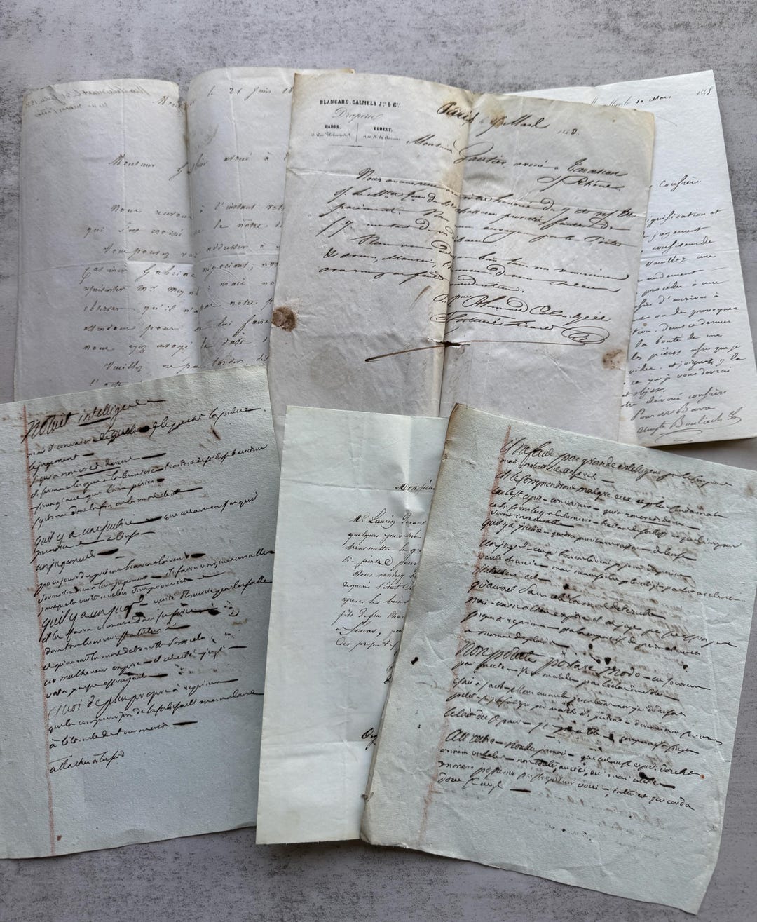 Antique Handwritten Papers, 1800's Calligraphy, Seals, Ephemera for ...