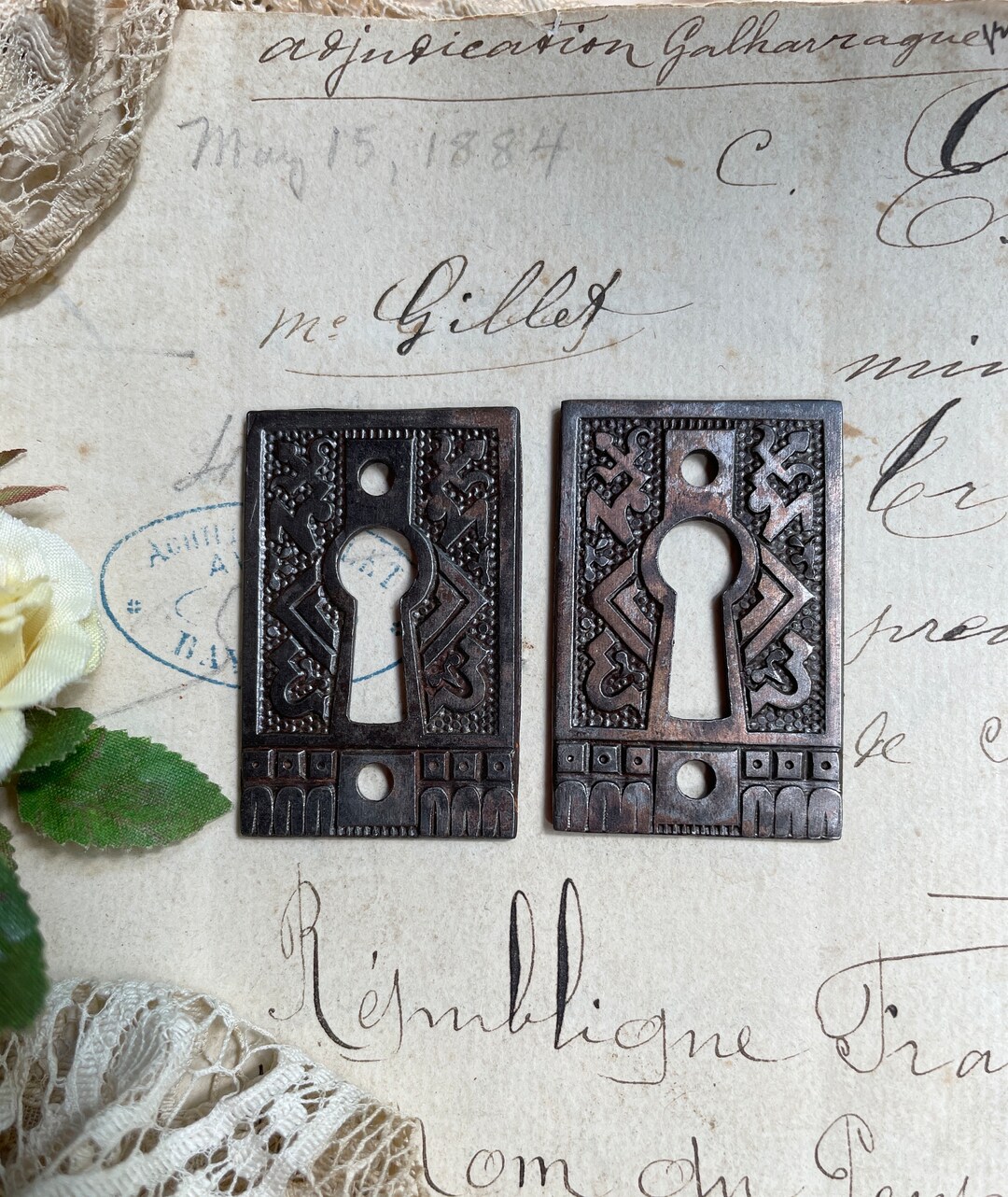 Vintage Hardware Keyholes Eastlake Style Antique Escutcheon - Etsy