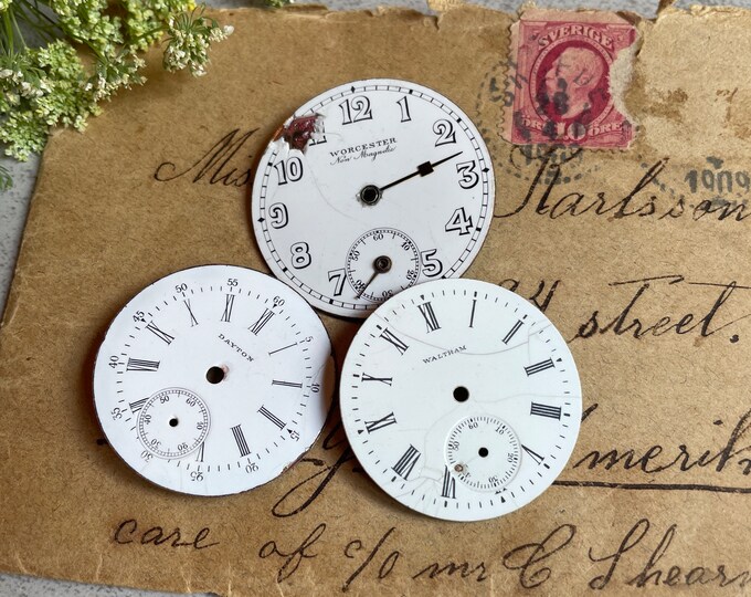 Vintage Porcelain Pocket Watch Faces Black & White Steampunk and ...