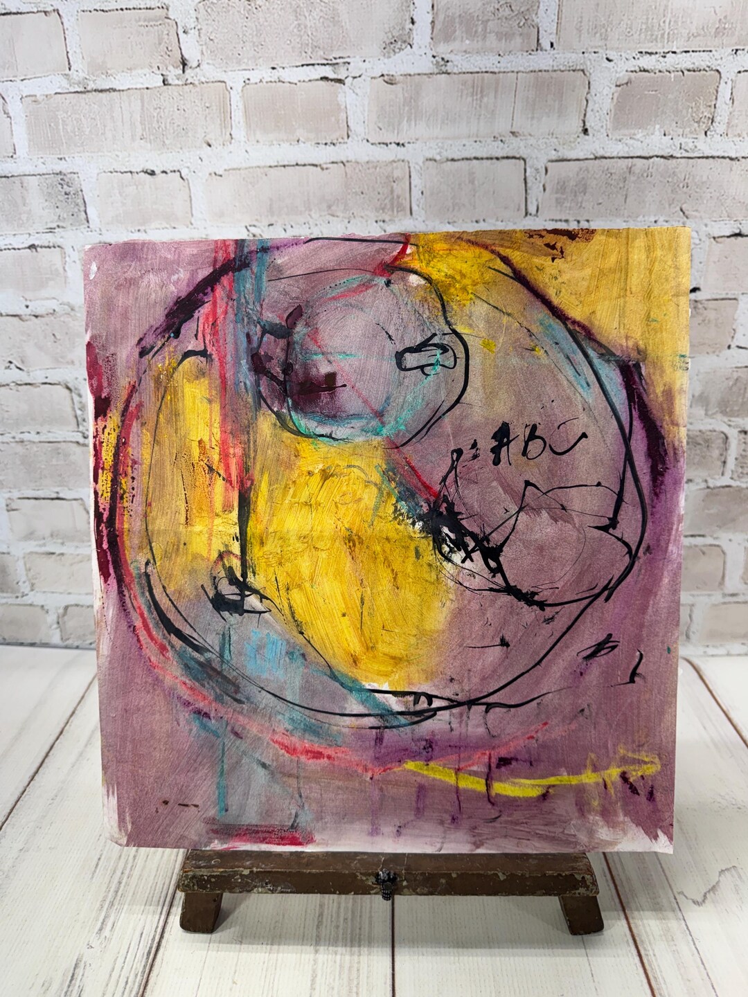 Original Abstract Mixed Media Art on Paper, Expressionist Artwork ...