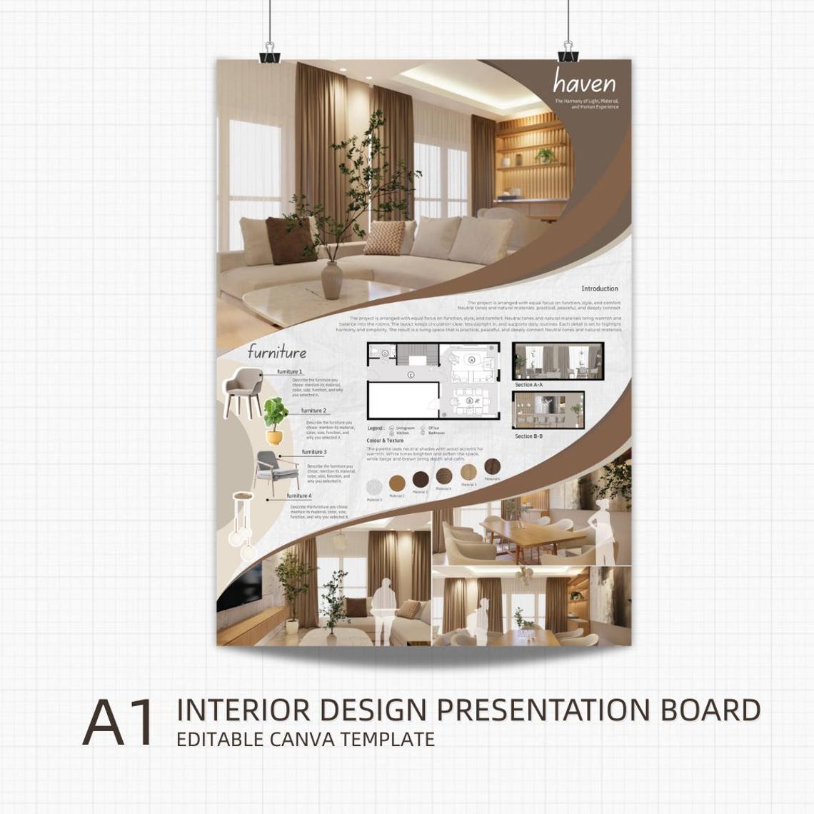 Interior Architecture Presentation Board Template | Interior Design ...