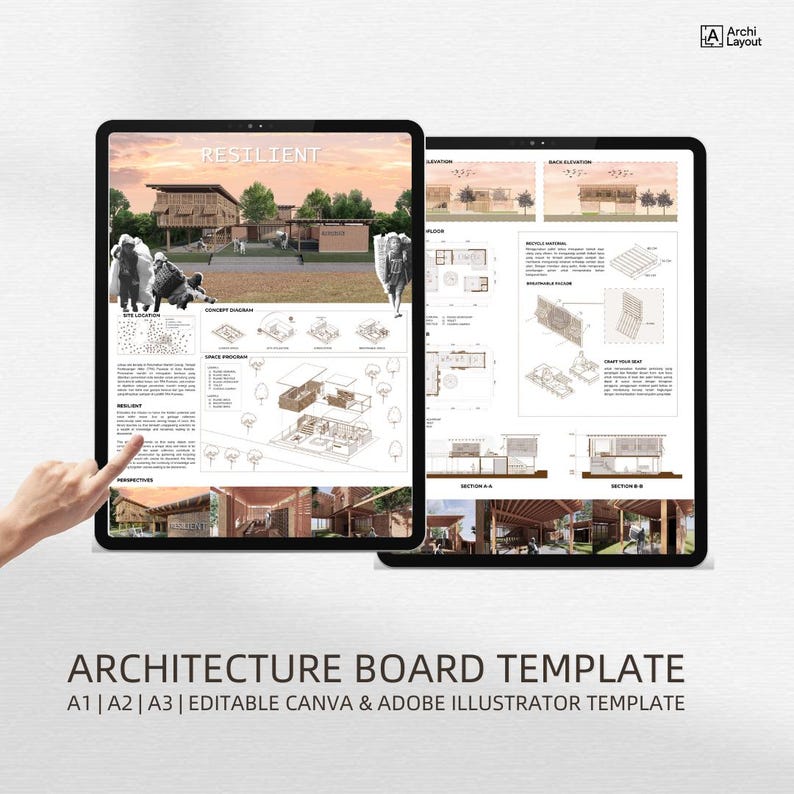Architecture Board Template | Warm Earth Tone | Academic, Competition ...