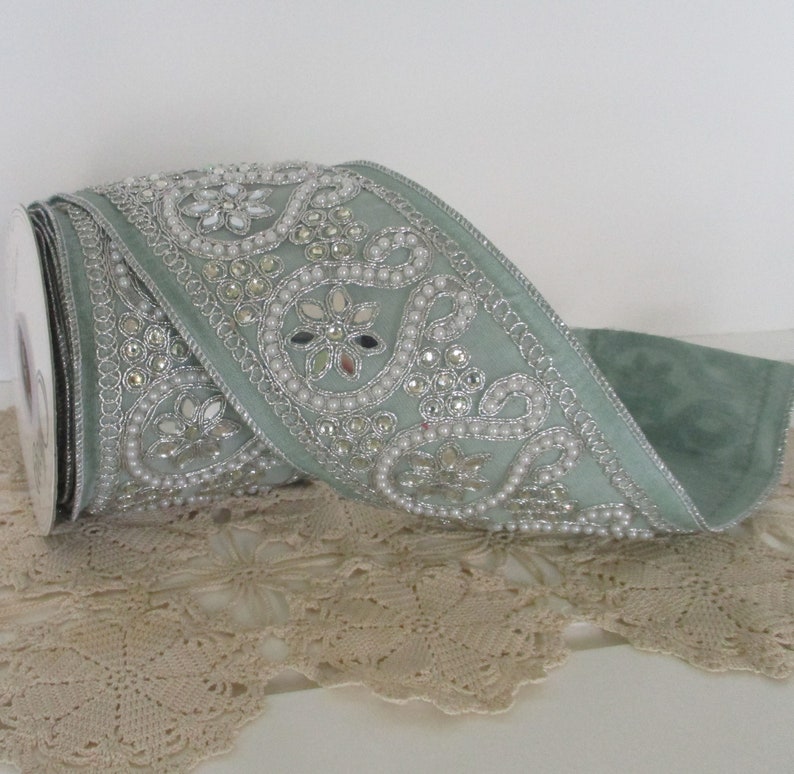 4 inch wide Luxury Ribbon Offray Palais Wired Ribbon | Etsy