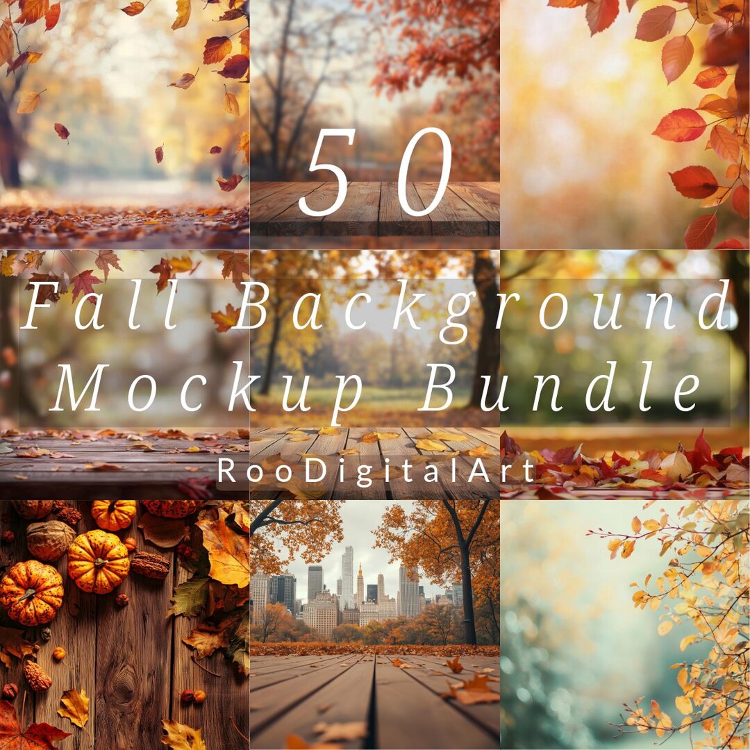50 High Resolution Autumn Background Mockup Bundle | Fall-themed PNG ...