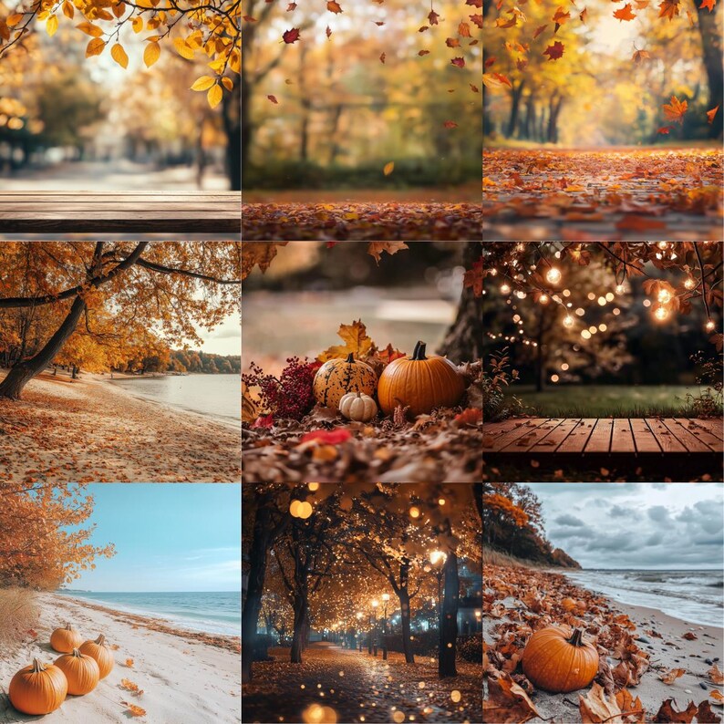 50 High Resolution Autumn Background Mockup Bundle | Fall-themed PNG ...