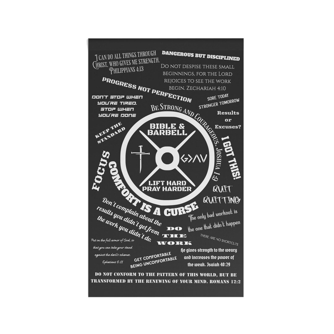 Bible and Barbell Christian Gym Motivational Print - Fitness Wall Art ...