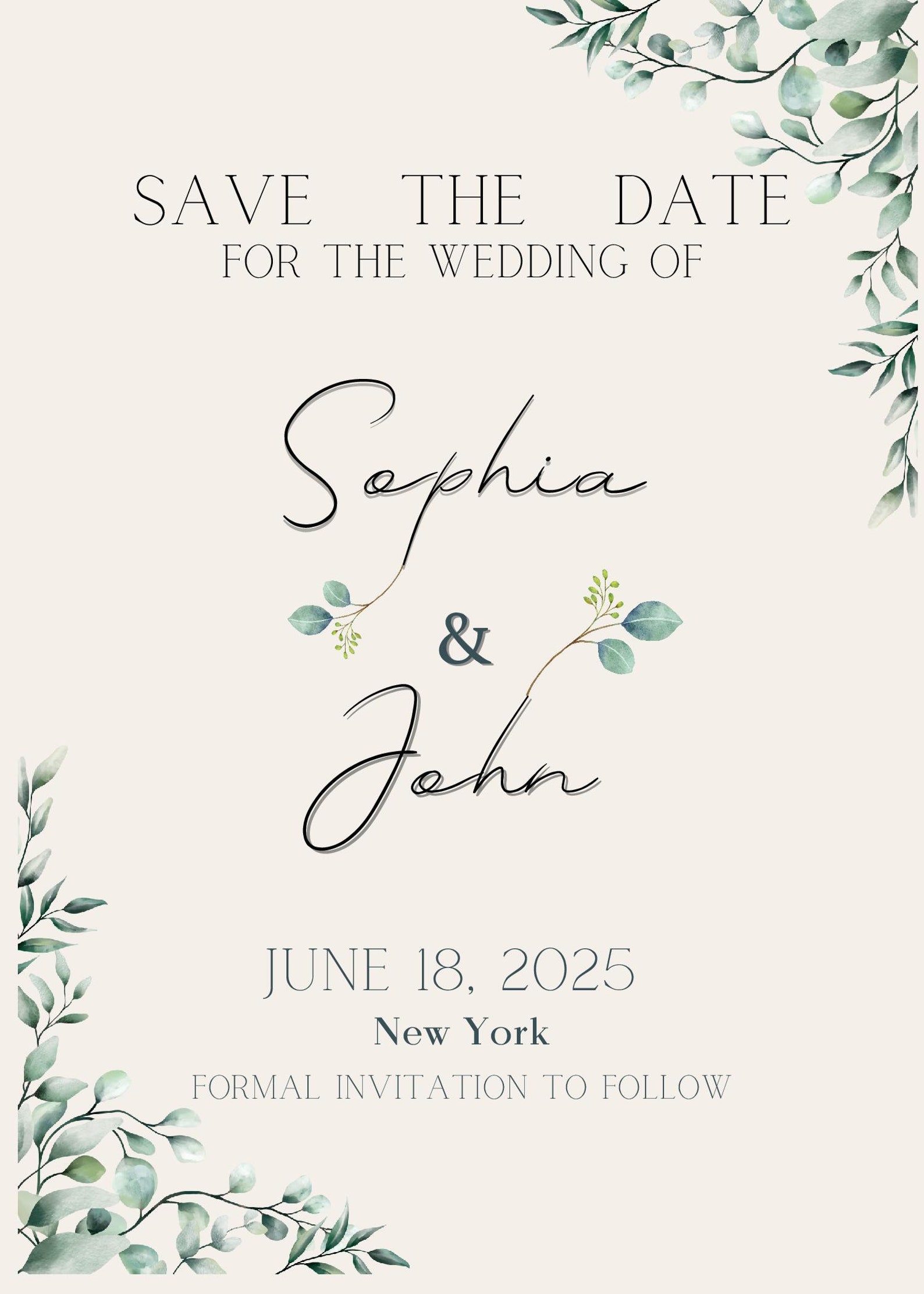Personalized Save the Date Digital Print Card - Etsy