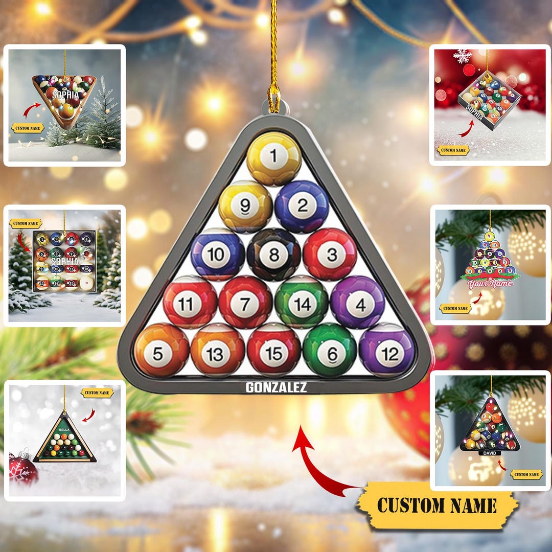 Personalized Billiards Pool Christmas Acrylic Ornaments 2D, Gift for ...