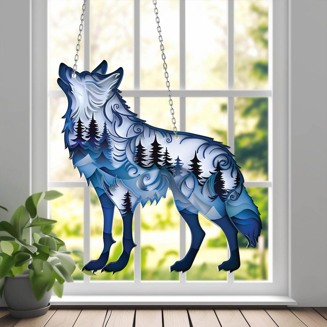 Howl Wolf ACRYLIC Window Hanging, Howl Wolf Home Decor, Howl Wolf ...