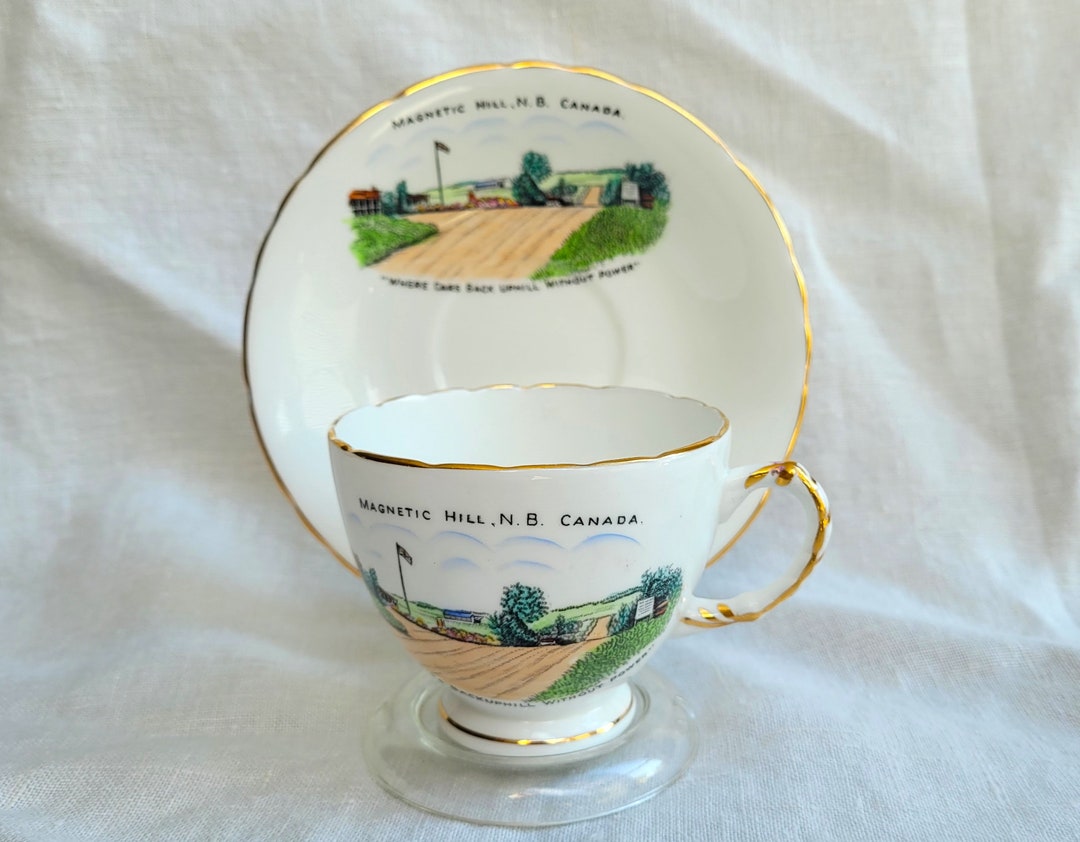 Magnetic Hill Souvenir Teacup and Saucer, H M Sutherland Bone China ...