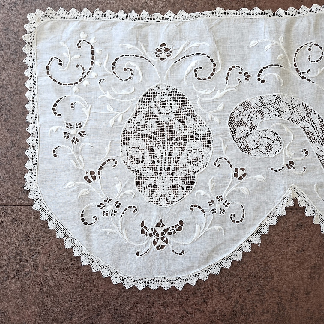 Italian Whitework Reticella & Cutwork Hand Embroidered White Linen ...
