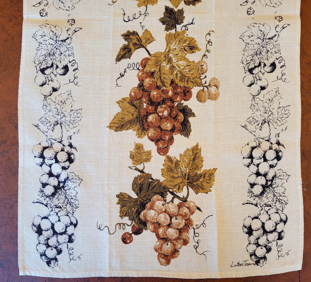 Luther Travis Grapes Linen Dish or Tea Towel Kitchen Table - Etsy