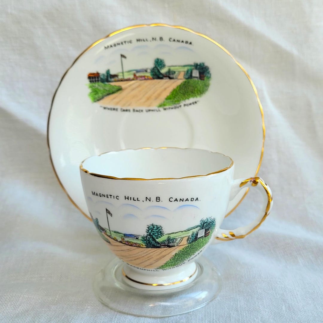 Magnetic Hill Souvenir Teacup and Saucer, H M Sutherland Bone China ...