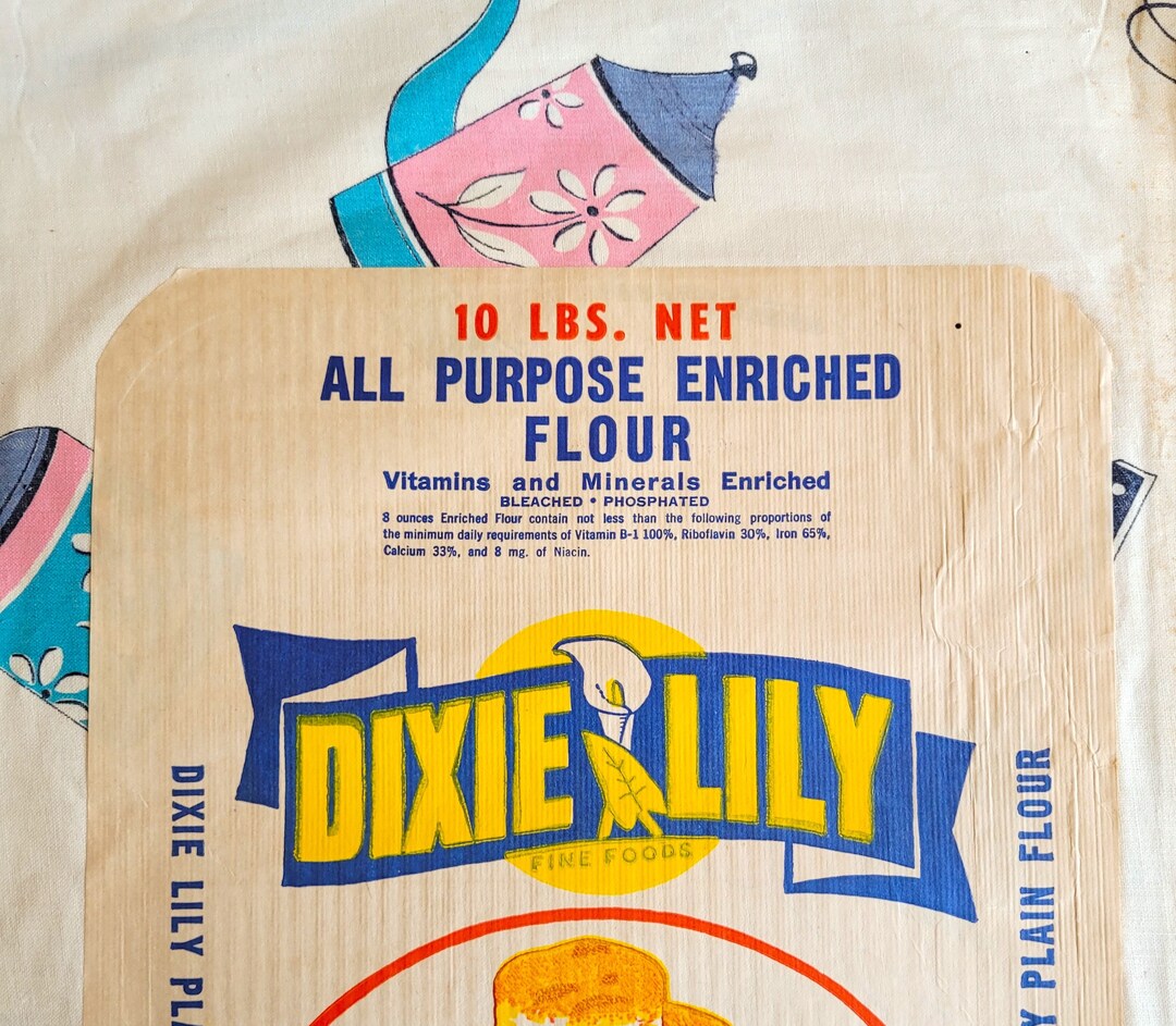 Flour Sack Dixie Lily 10# Unused Cotton Still Stitched, Front & Back ...