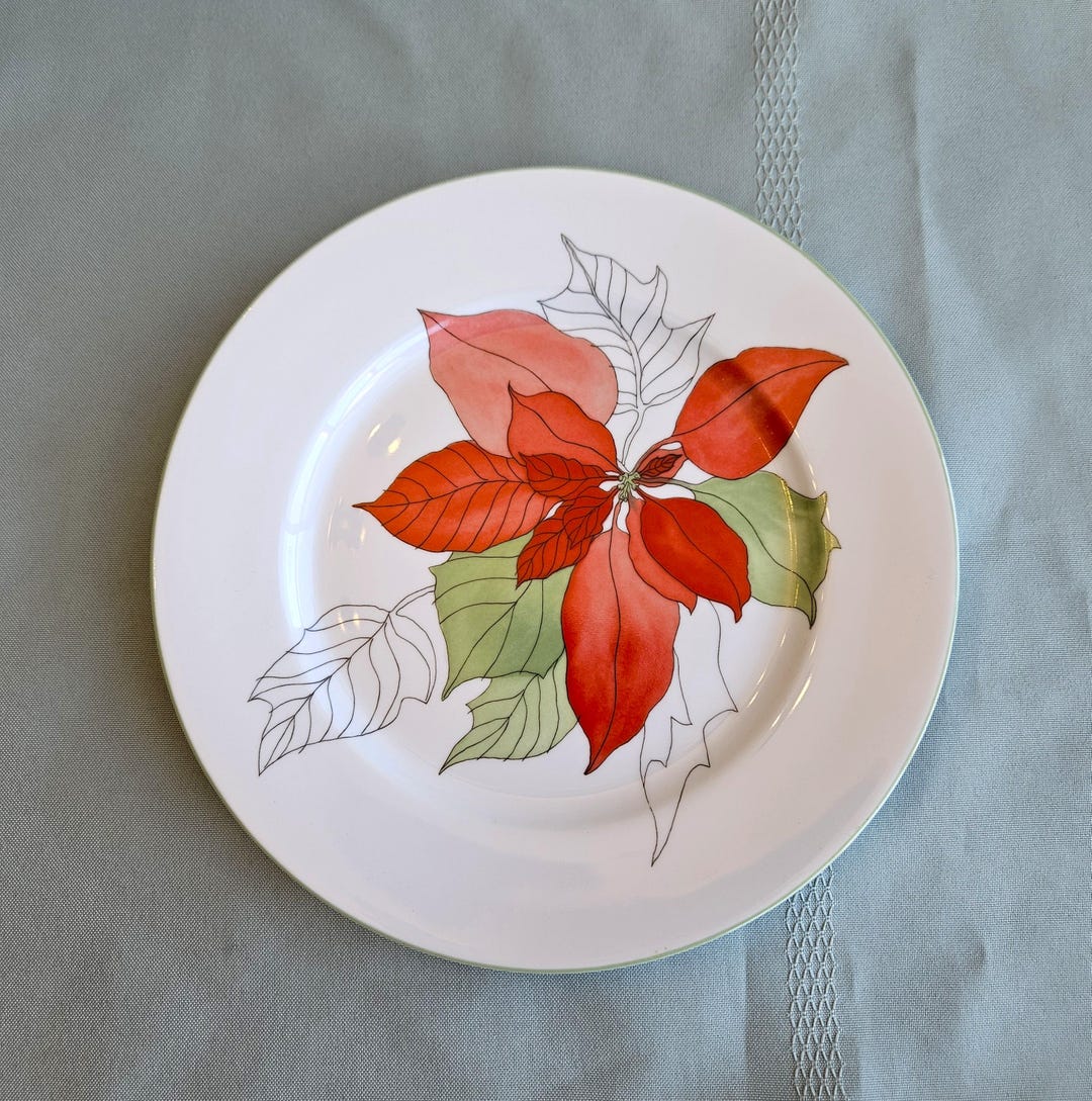 Watercolors Poinsettia 8" Salad or Dessert Plate by Mary Lou Goertzen ...