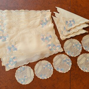 Marghab Hortensia Hydrangea 6 Placemats, 6 Cocktail Rounds & 3 Napkins ...