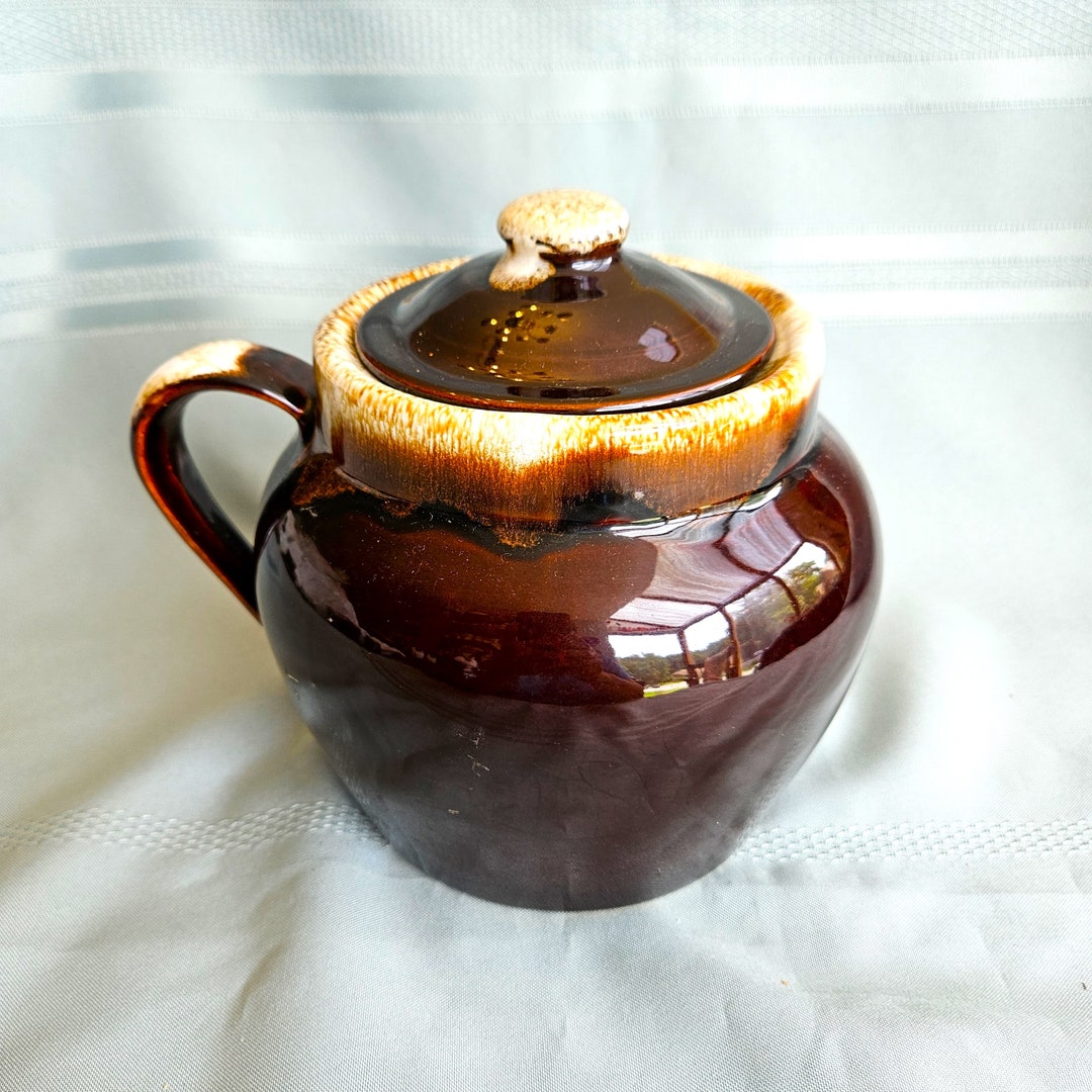 Brown Drip Covered Bean Pot or Soup Tureen, Pfaltzgraff Gourmet 6.5" X ...