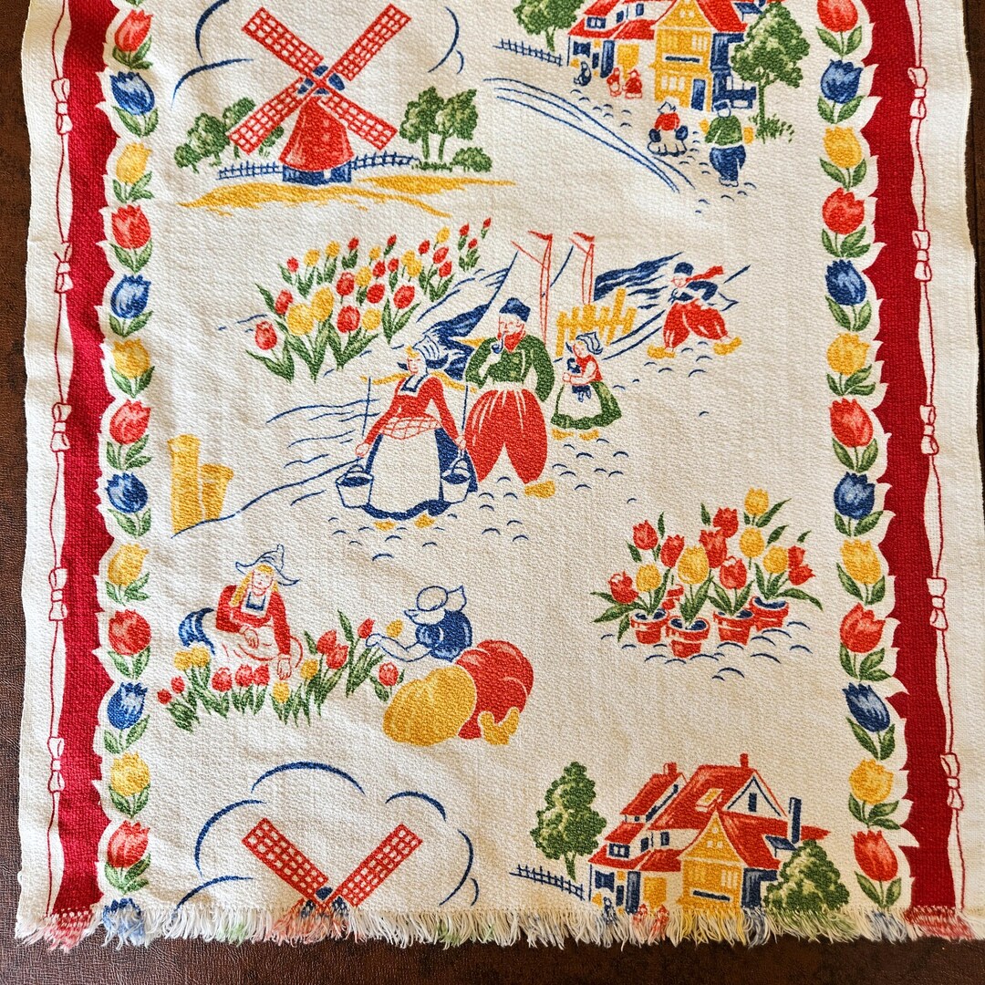 Vintage Toweling Yardage for Kitchen Table Runner or Dishtowel 13" X 17 ...