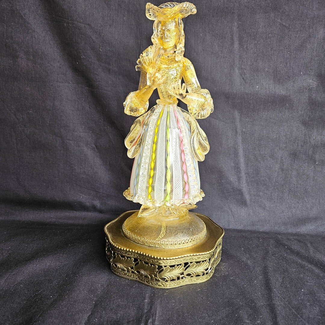 Murano Glass Colonial Lady Figurine Filigrana a Retortoli & - Etsy