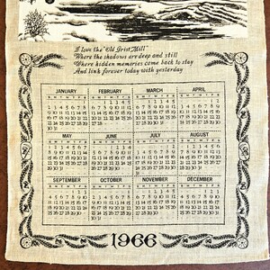 1966 Calendar Towel, Old Grist Mill in Winter, Black & White on Dark ...
