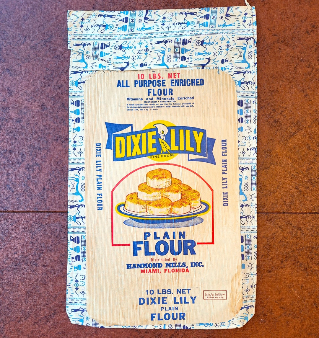 Dixie Lily 10# Flour Sack Unused Cotton, Still Stitched, Front & Back ...